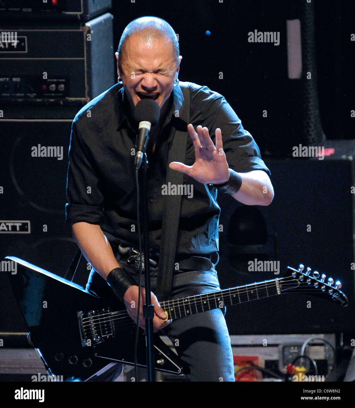 Danko Jones of band 'Danko Jones' performing live on stage at The Mod ...