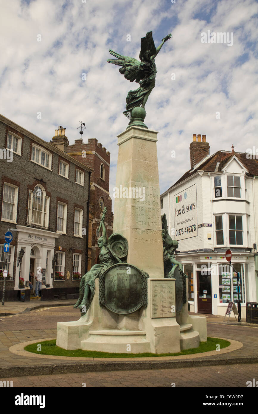Winged statue in Lewes town centre, East Sussex, England, UK Stock ...