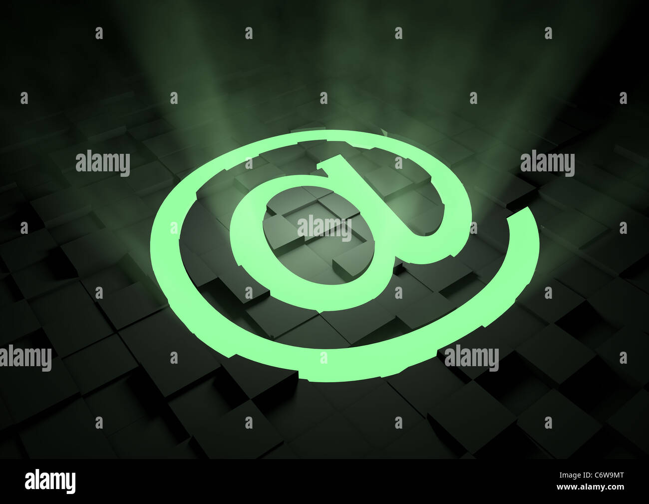 render of a glowing green at sign Stock Photo - Alamy