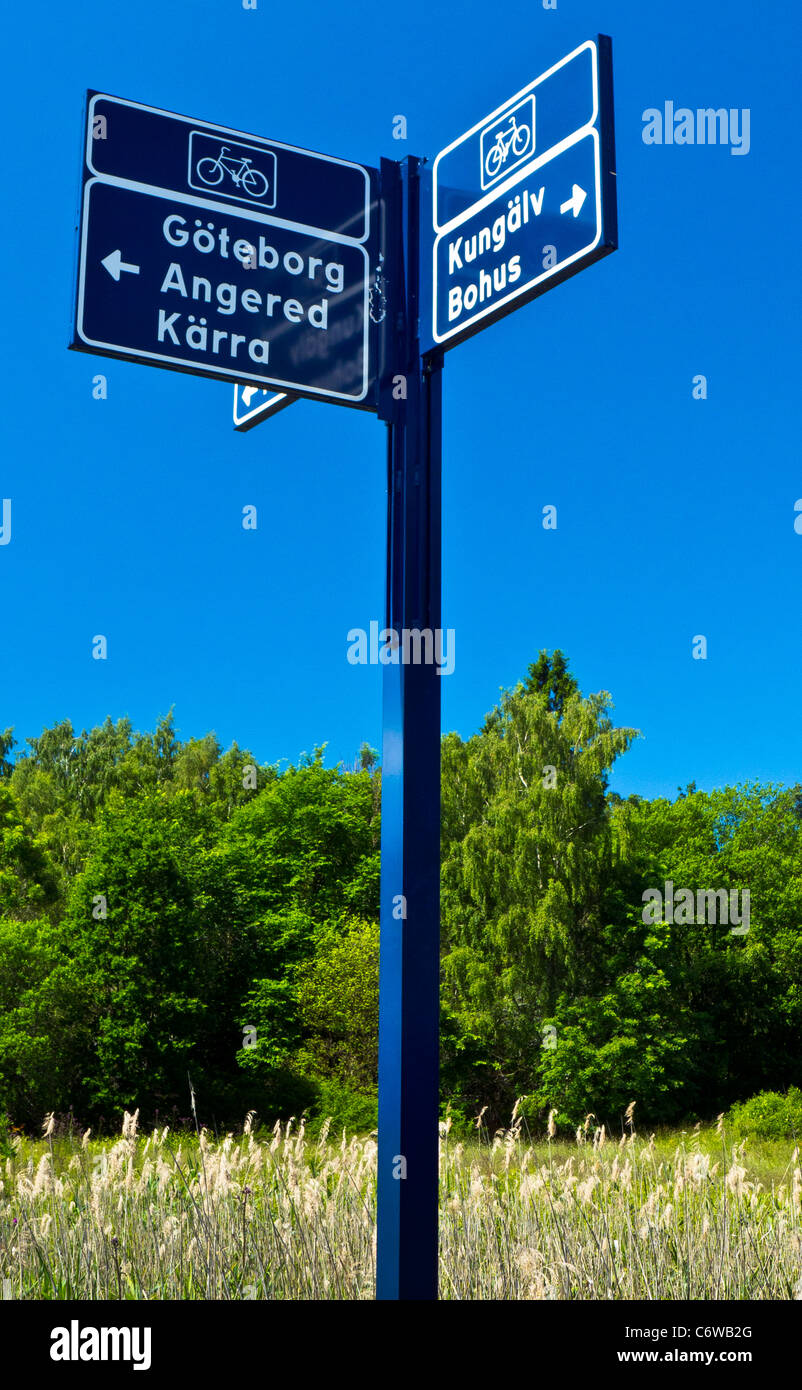 Cycle path signs, Göteborg, Sweden Stock Photo - Alamy