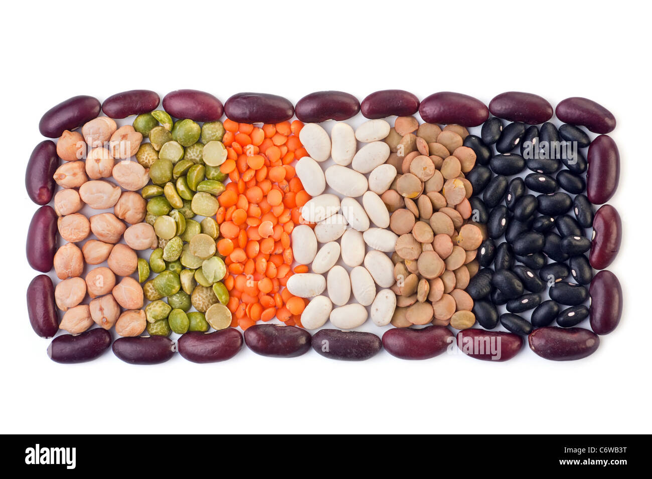 Bean seed mix closeup view isolated on white Stock Photo - Alamy