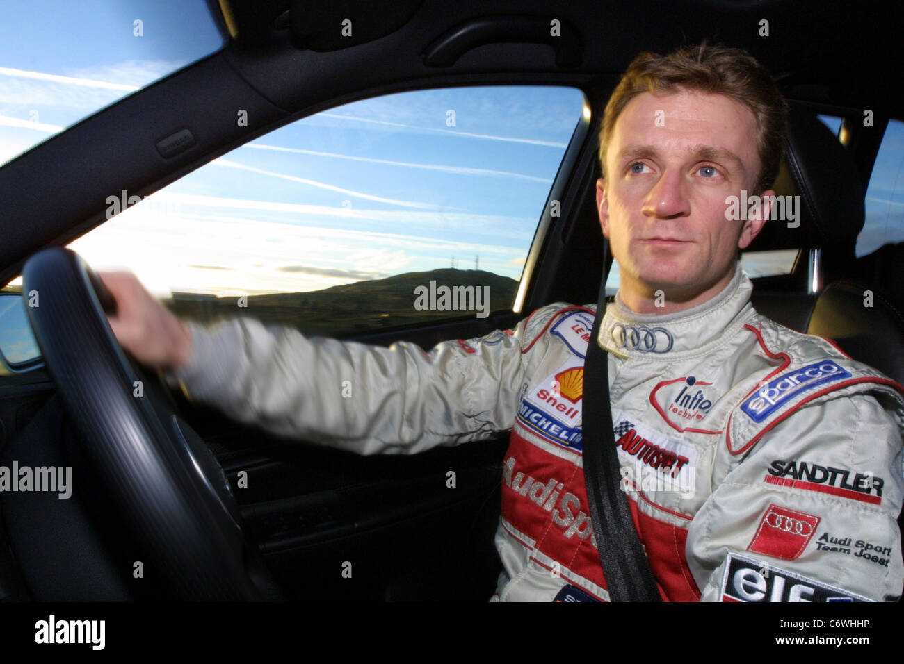 Audi racing driver Allan McNish at Knockhill racing circuit in Fife ...