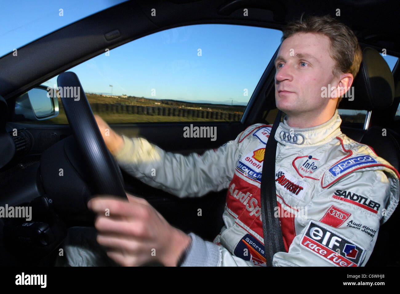 Audi racing driver Allan McNish at Knockhill racing circuit in Fife ...