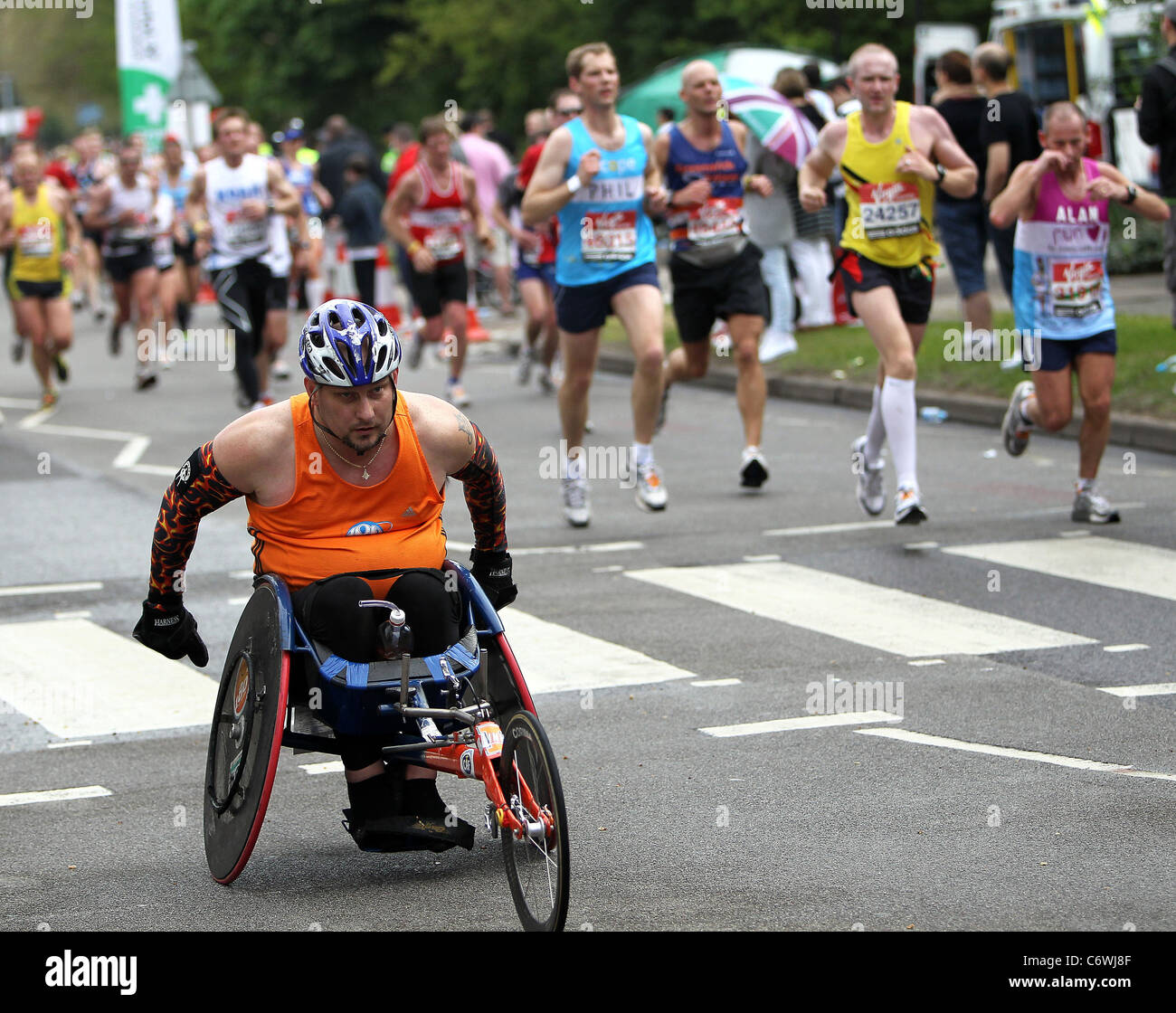 Paralympic competing in the 2010 Virgin London Marathon London, England ...