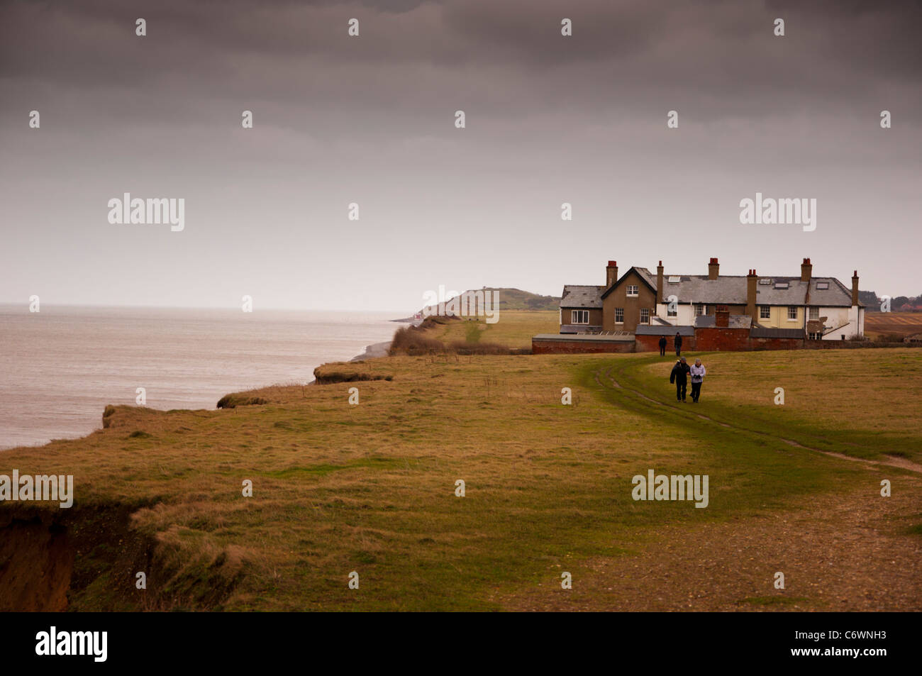 Weybourne cliffs Norfolk coastal path winter Stock Photo - Alamy