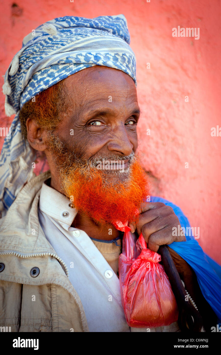 Portrait of a Harari gentleman in the colourful walled city of Harar in ...