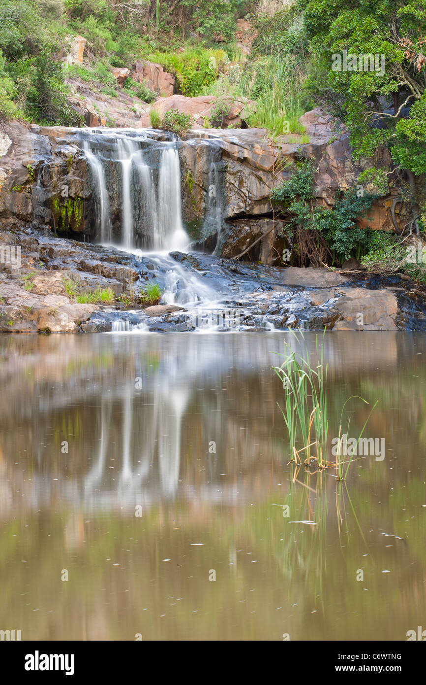 image of waterfall cascading into pond Stock Photo - Alamy
