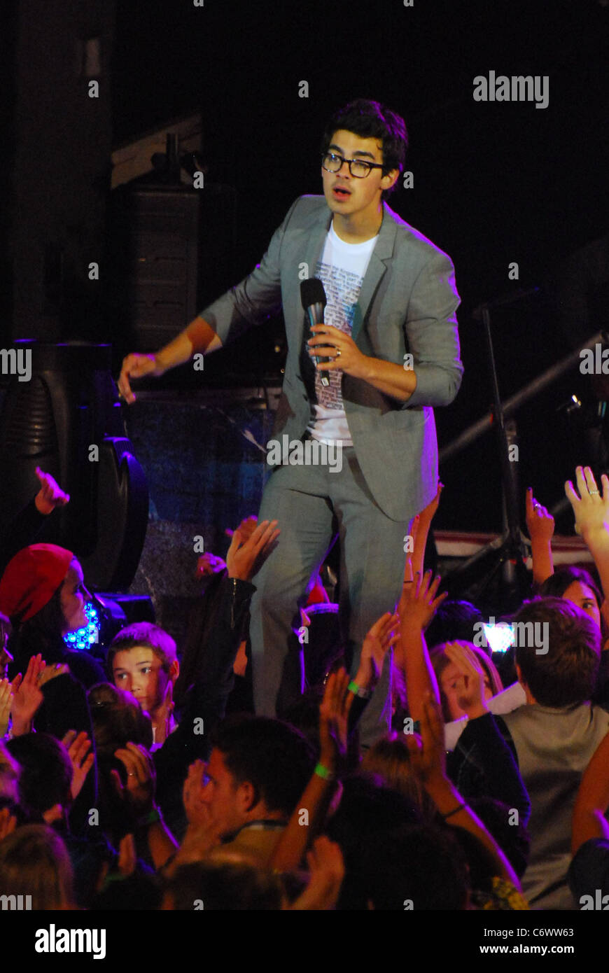 Joe Jonas The Jonas Brothers on the set of their new music video in the ...
