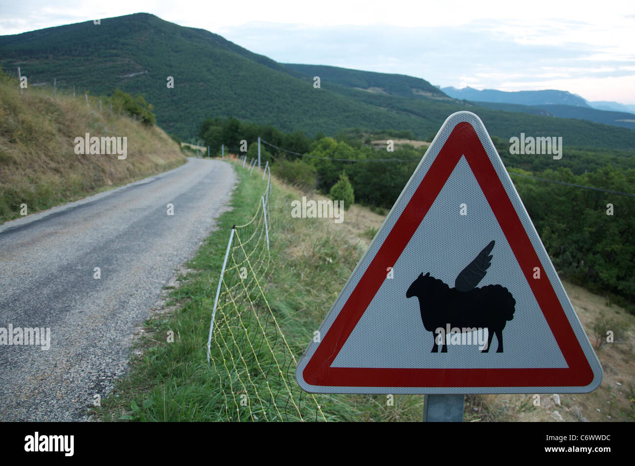 Warning, low flying sheep! This rural French road sign has been ...