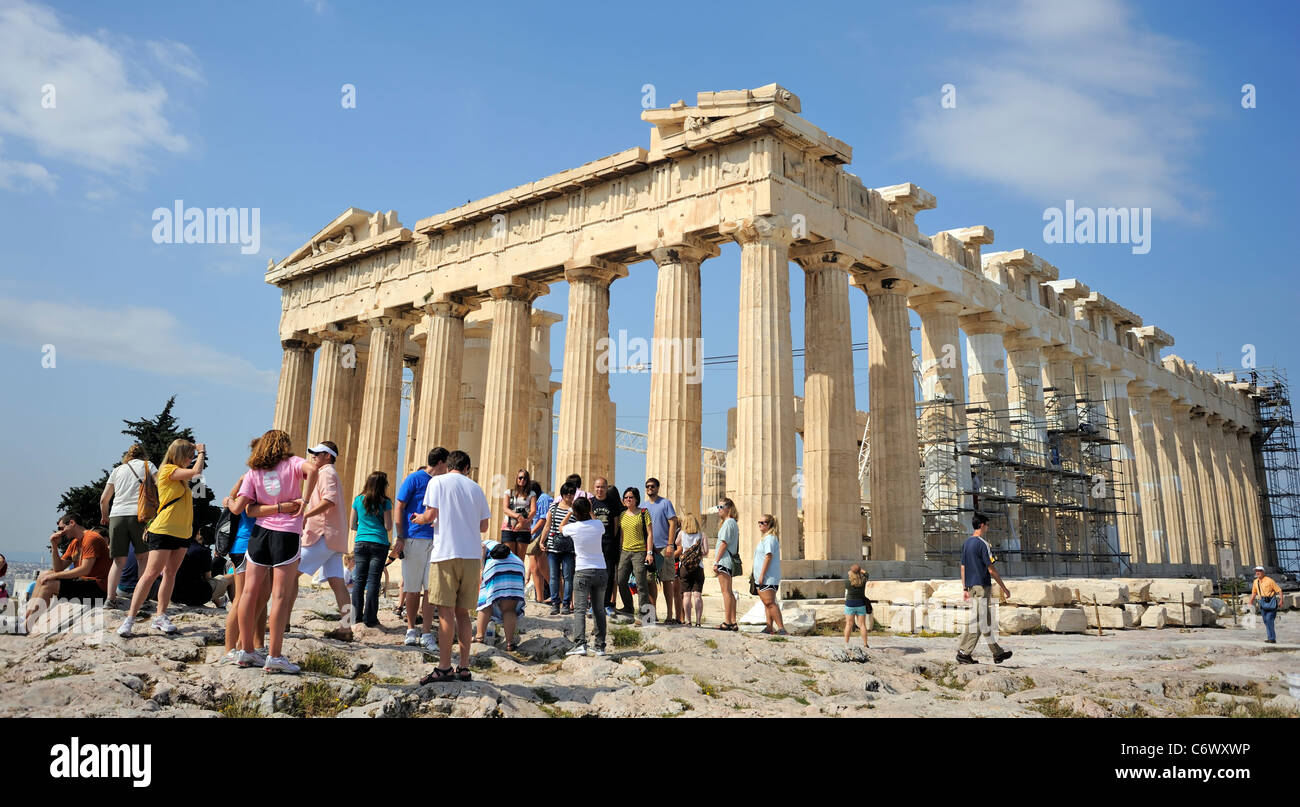 Athens, Greece, A group of tourists visiting Parthenon in Acropolis Stock Photo - Alamy