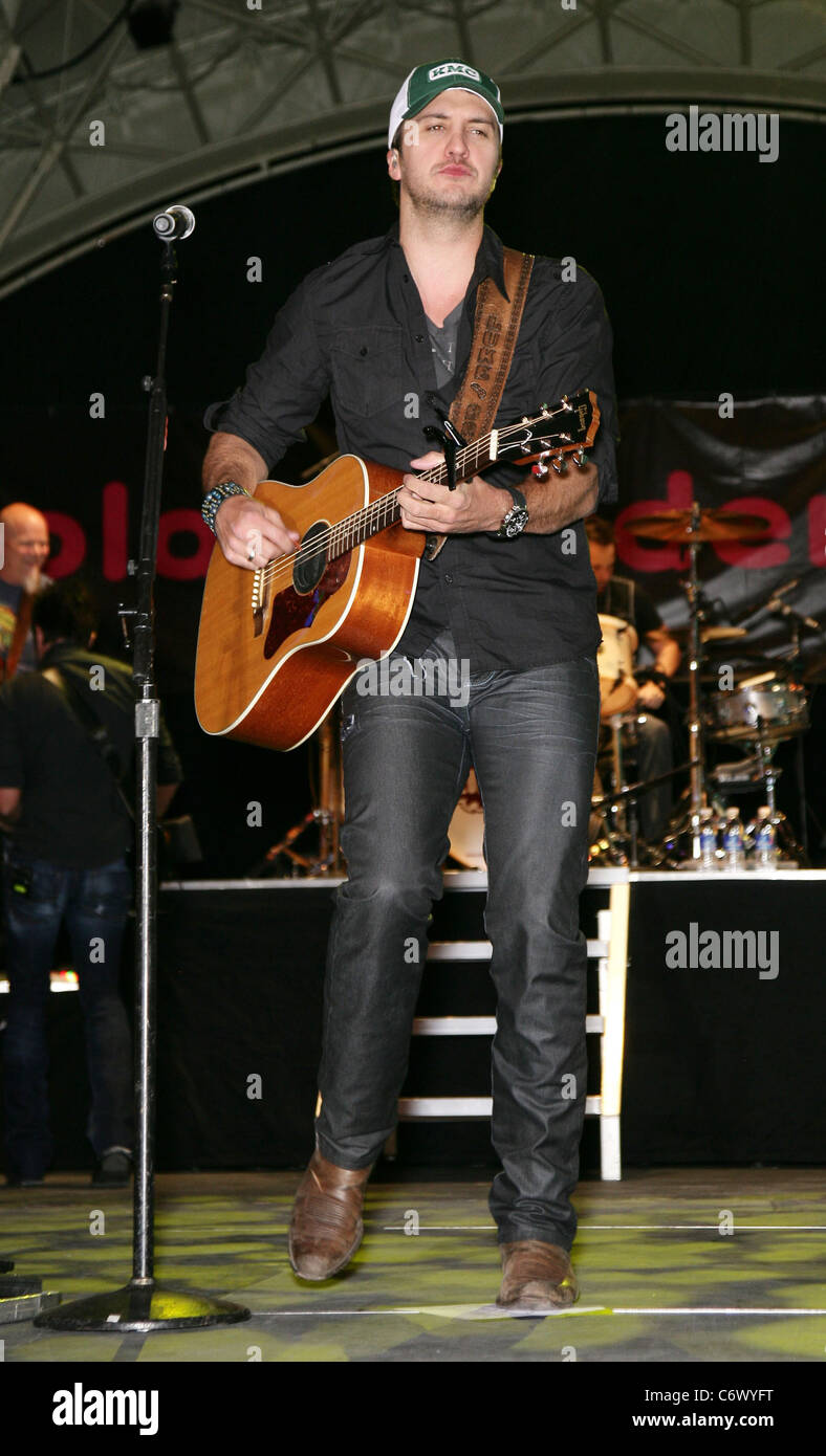 Luke Bryan performing at ACM Weekend on Fremont Street Experience - Day ...