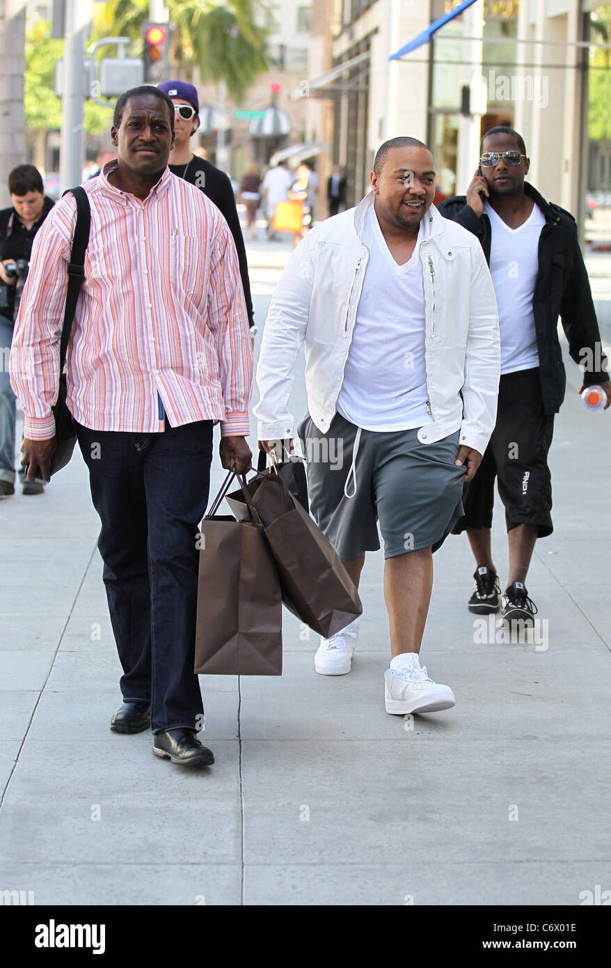 Timbaland aka Tim Mosely shopping at Louis Vuitton on Rodeo Drive in ...