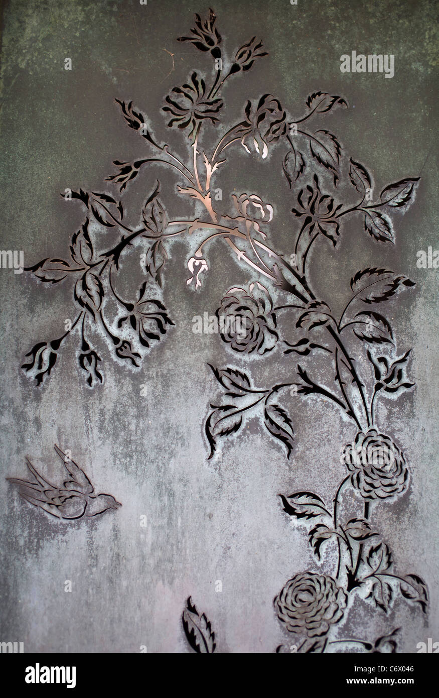 Floral pattern on tomb door at Pere Lachaise Cemetery Stock Photo - Alamy