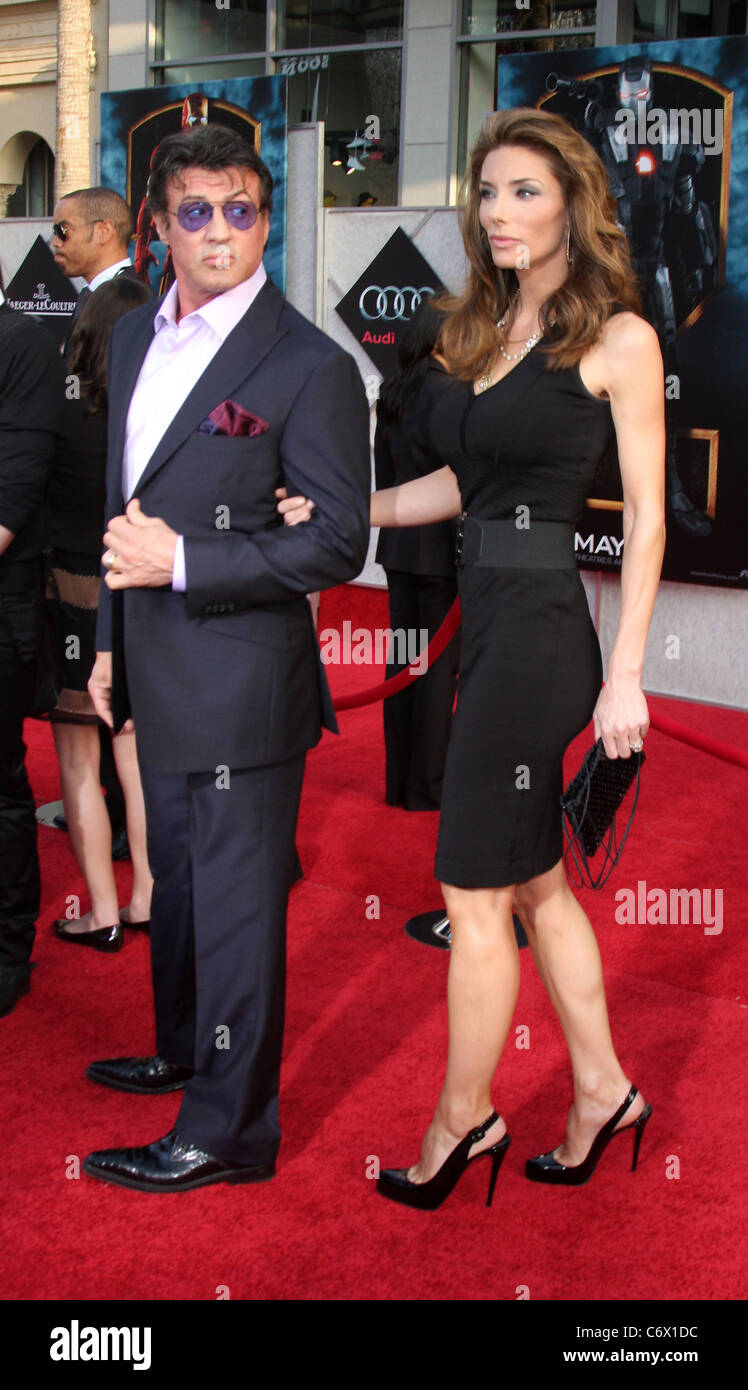 Sylvester Stallone and Jennifer Flavin arrives at the 'Iron Man 2 ...