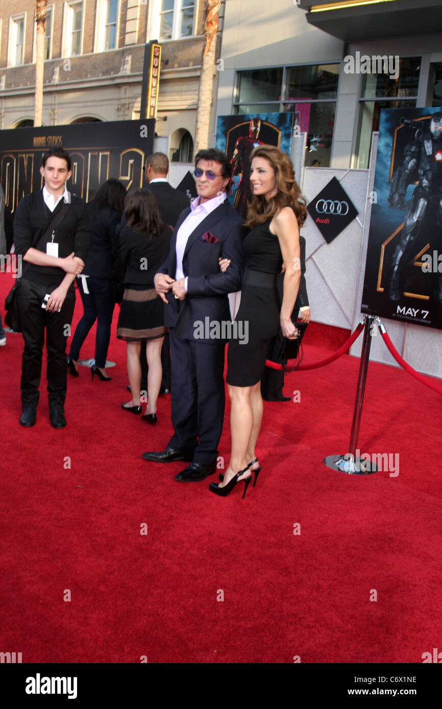 Sylvester Stallone and Jennifer Flavin arrives at the 'Iron Man 2 ...