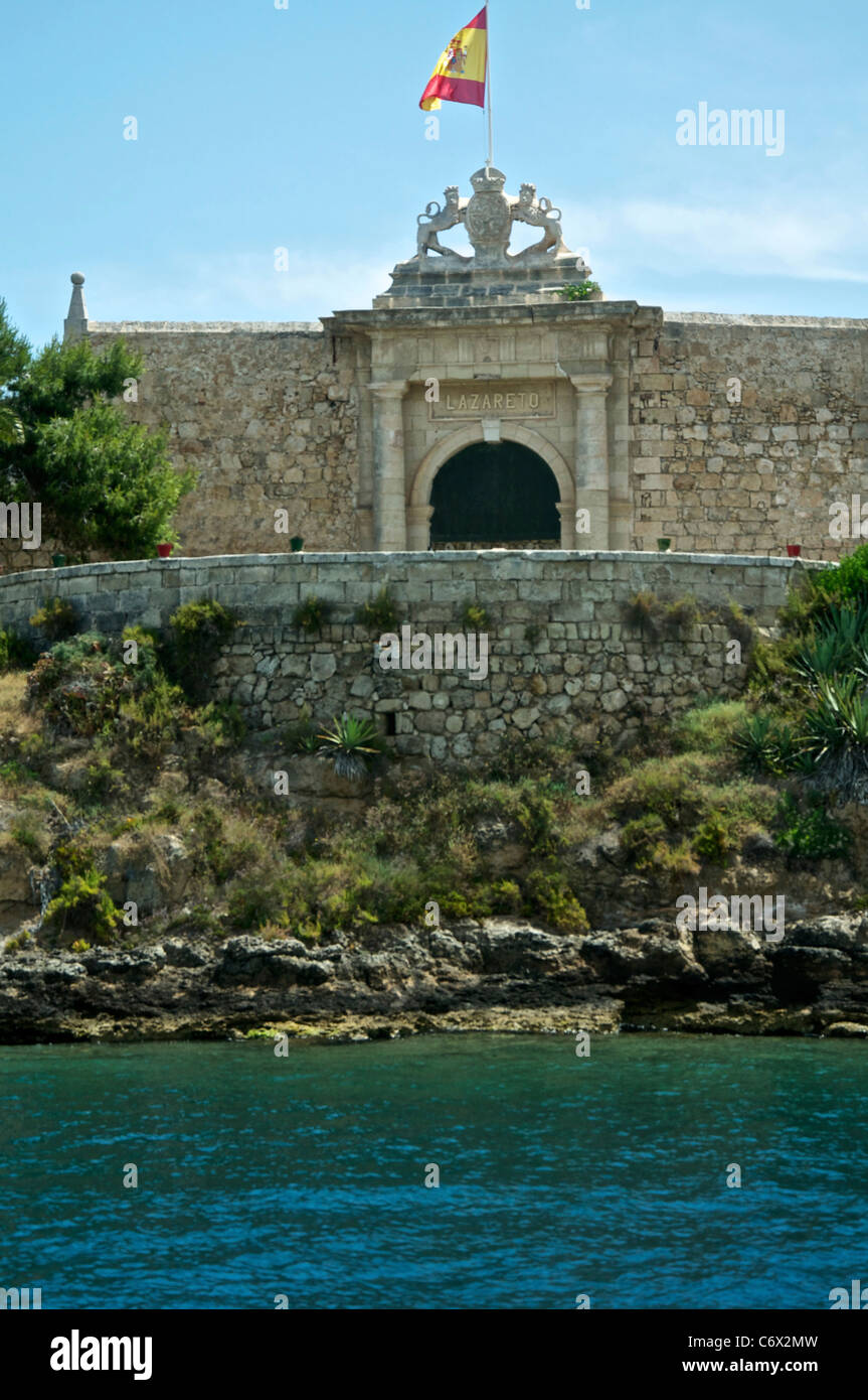 The port of Mahon, Menorca. The old quarantine island hospital in the ...