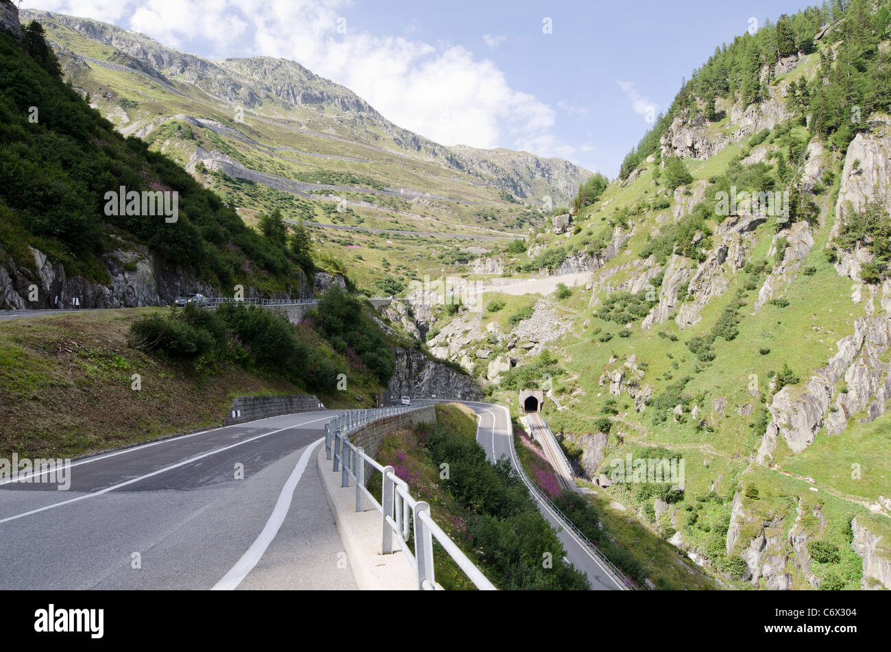 The grimsel pass joins the hasli valley hi-res stock photography and ...