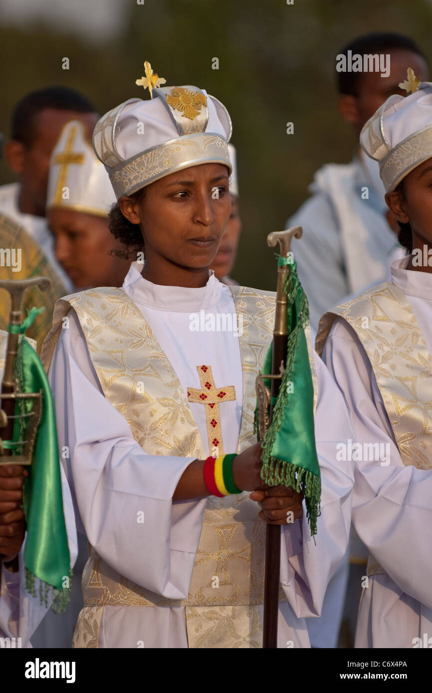 Christian Orthodox devotees celebrating at the Timket Festival Stock ...