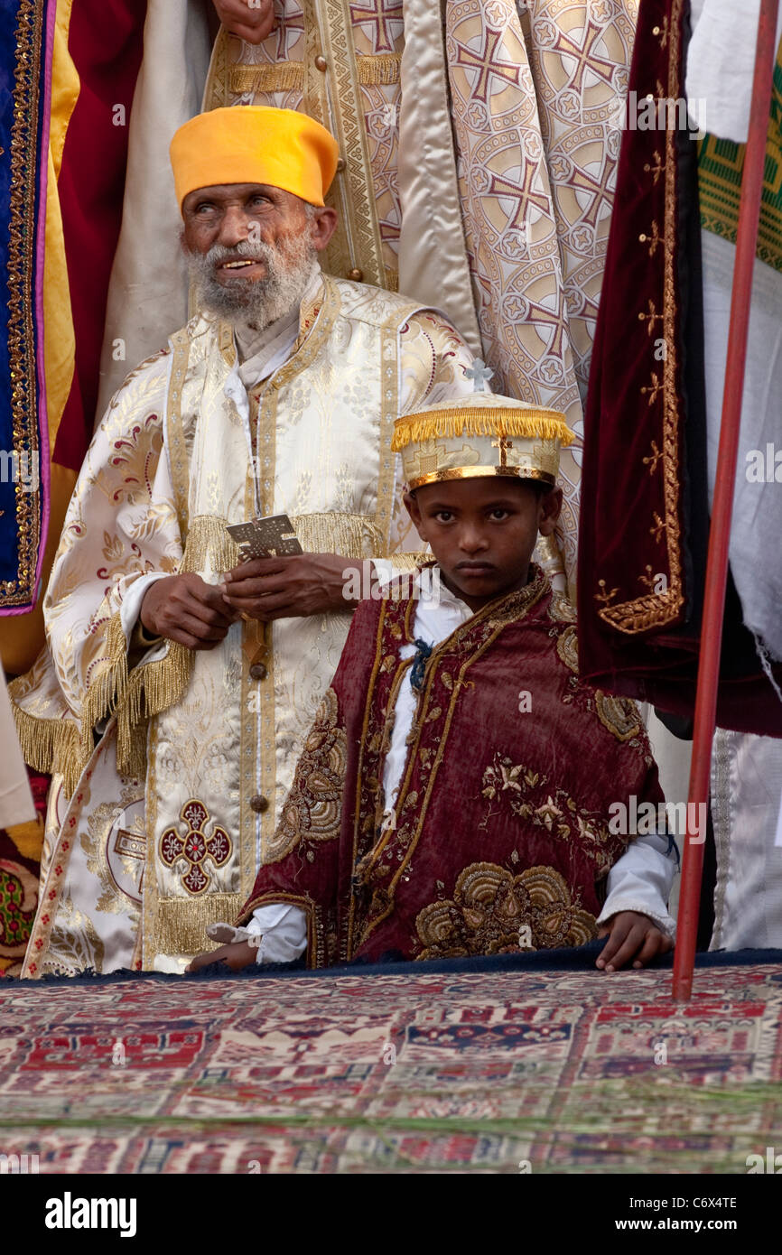 Christian Orthodox devotees resting at the Timket Festival Stock Photo ...