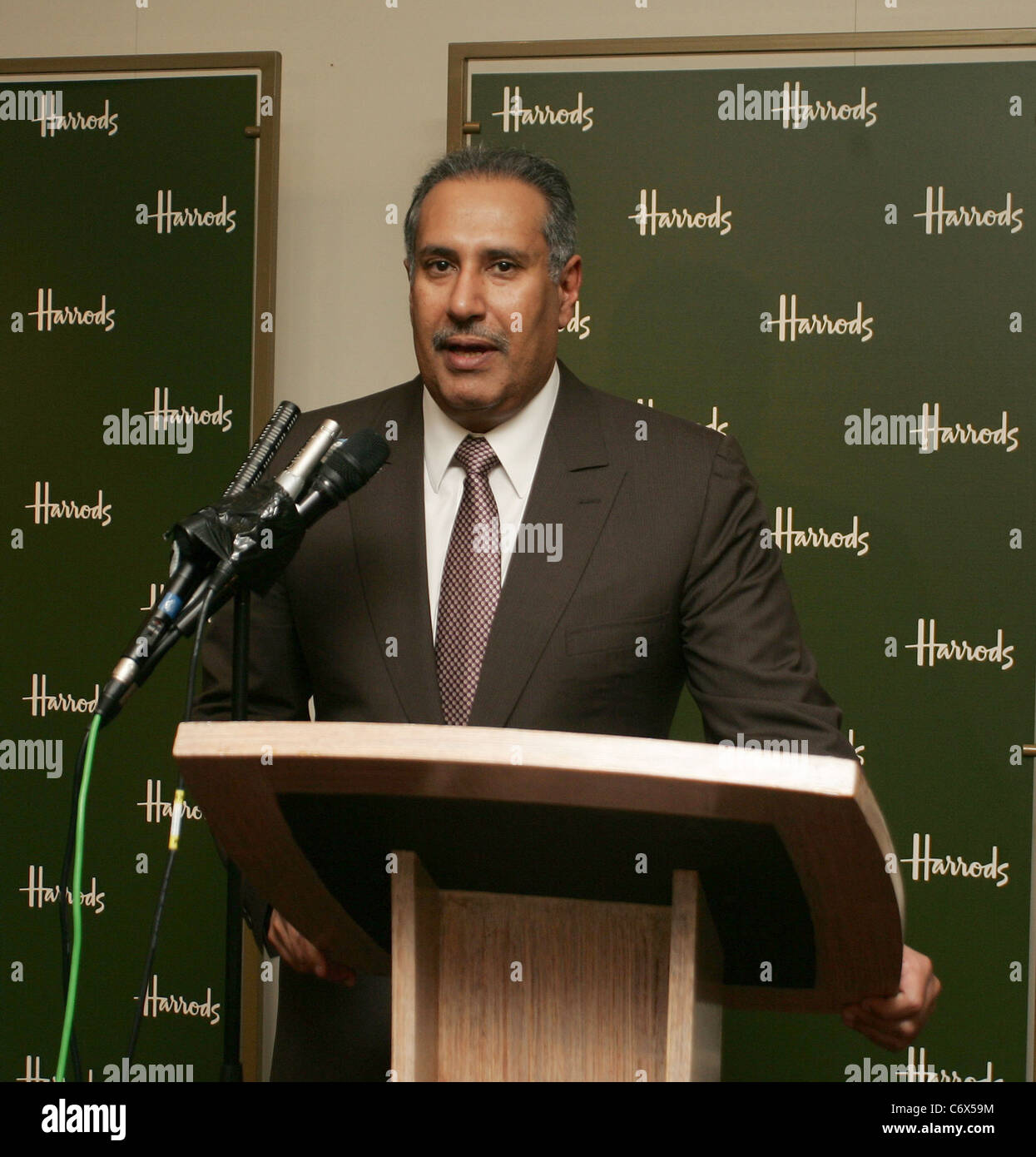 Qatari Prime Minister, Sheikh Hamad al-Thani at a press conference ...