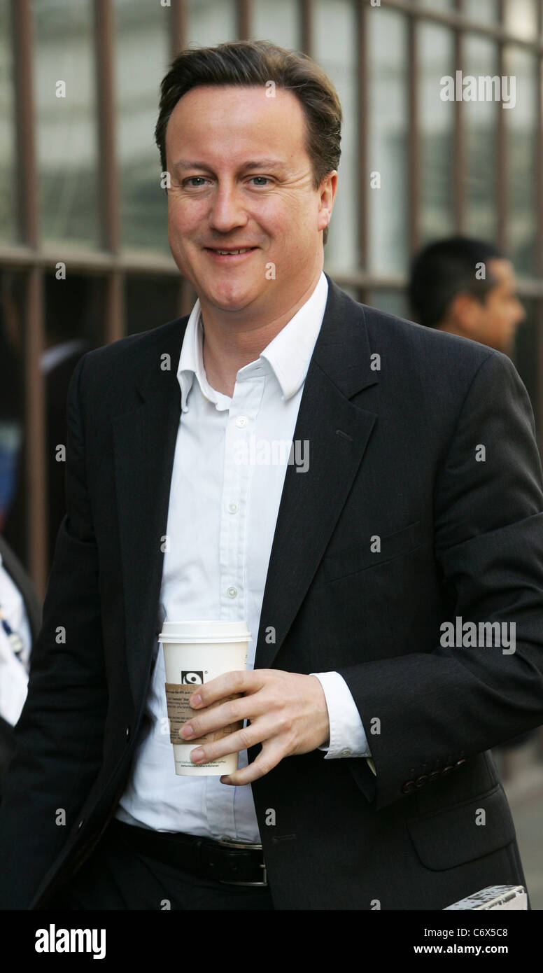Conservative leader david cameron outside the bbc radio studios london ...