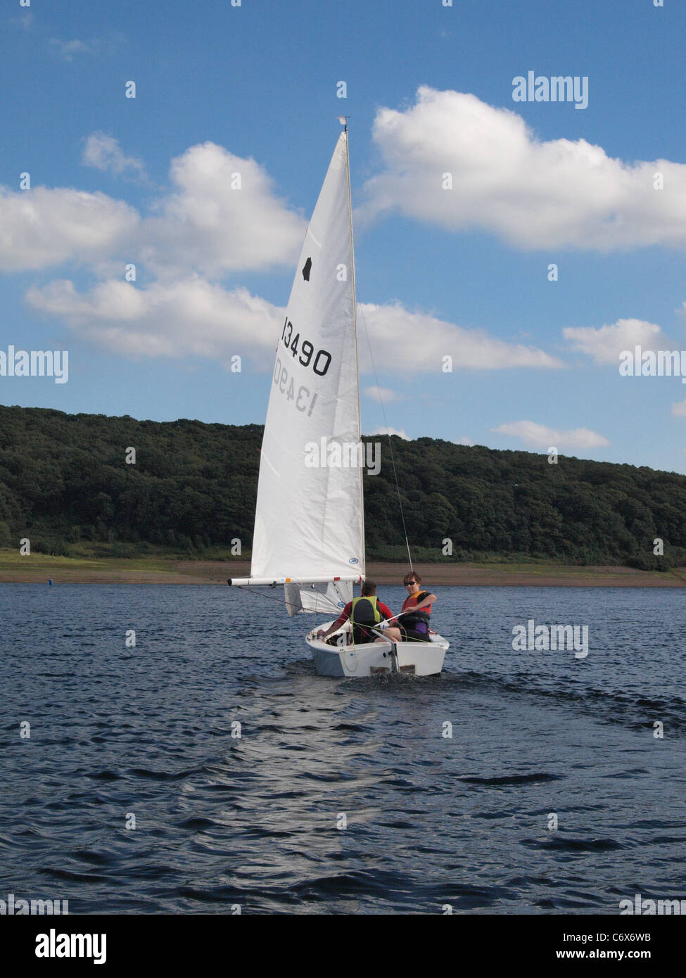 GP14 sailing dinghy on Wimbleball Lake. Somerset. UK Stock Photo - Alamy