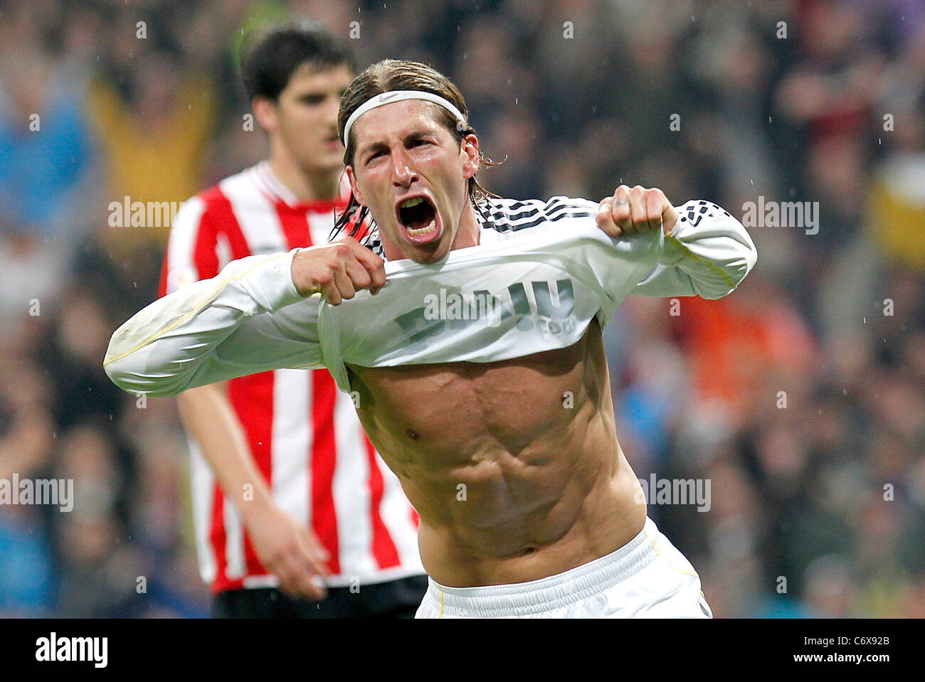 Real Madrid's defender Sergio Ramos celebrates after scoring against ...