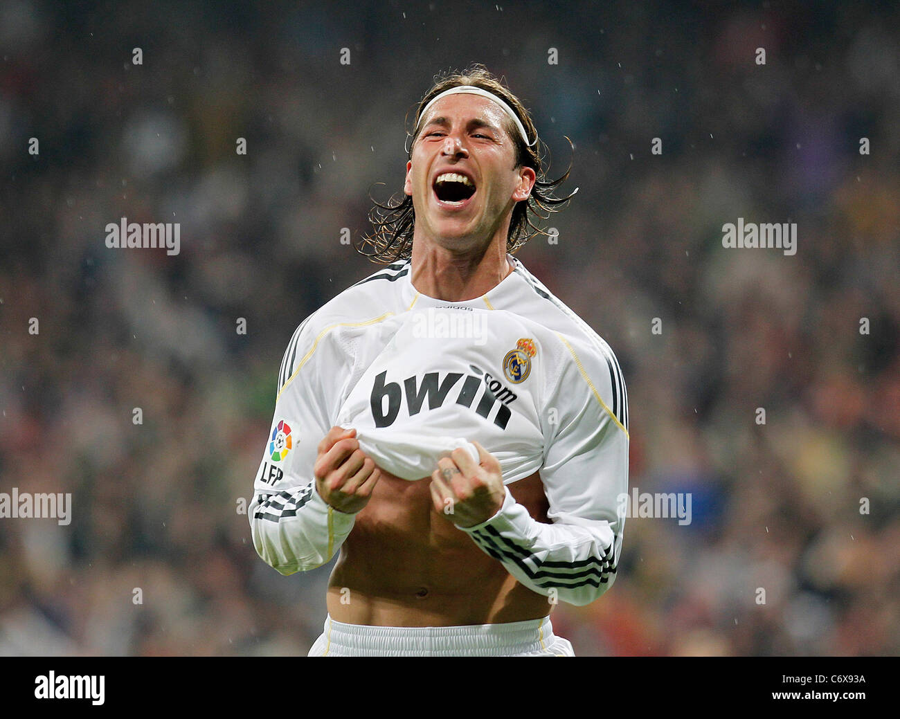 Real Madrid's defender Sergio Ramos celebrates after scoring against ...