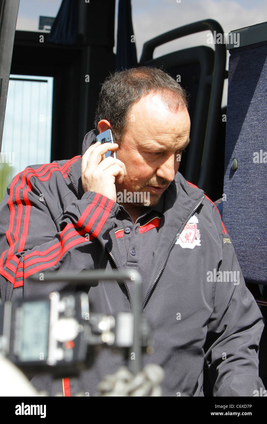 Rafa Benitez catching a train at Runcorn station as flights out the UK ...