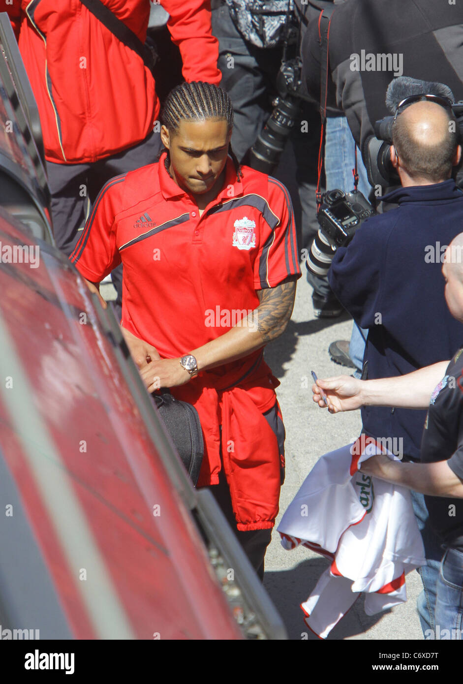 Glenn Johnson catching a train at Runcorn station as flights out the UK ...