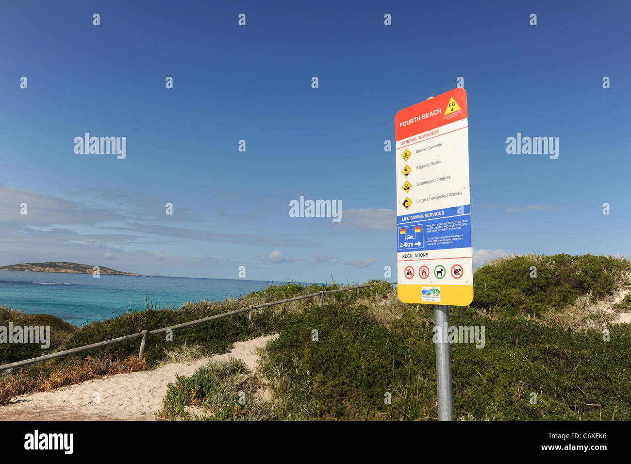 Fourth Beach sign, Esperance, Western Australia, Australia Stock Photo ...