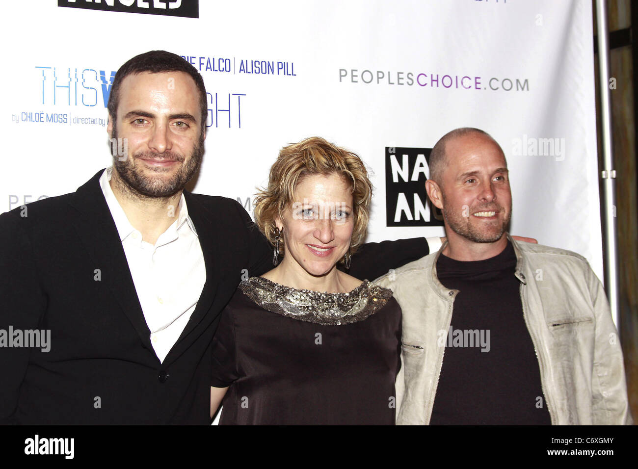 Dominic Fumusa, Edie Falco, and Paul Schulze attending the opening ...
