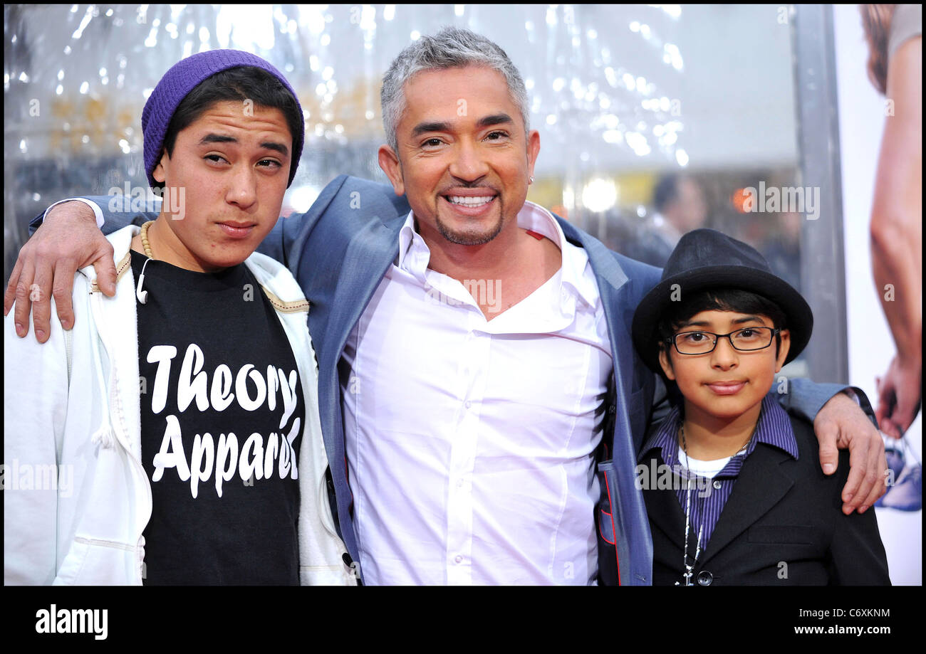 Cesar Millan with his sons Andre and Calvin Los Angeles premiere of ...