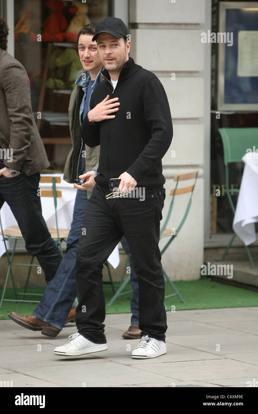 Matthew Vaughn and James McAvoy arriving at the Portland hospital where ...