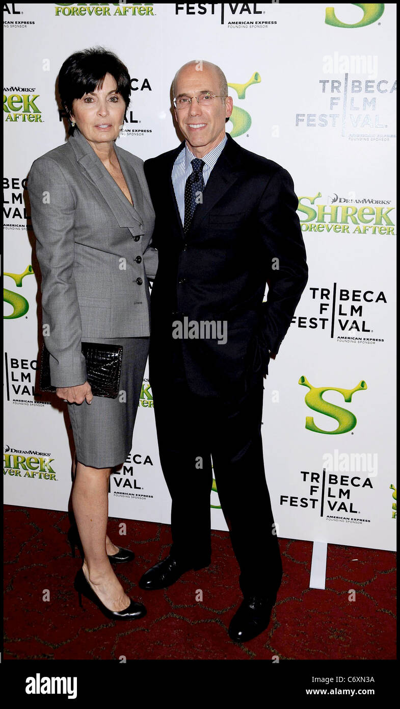 Jeffrey Katzenberg and guest Premiere of 'Shrek Forever After' during ...