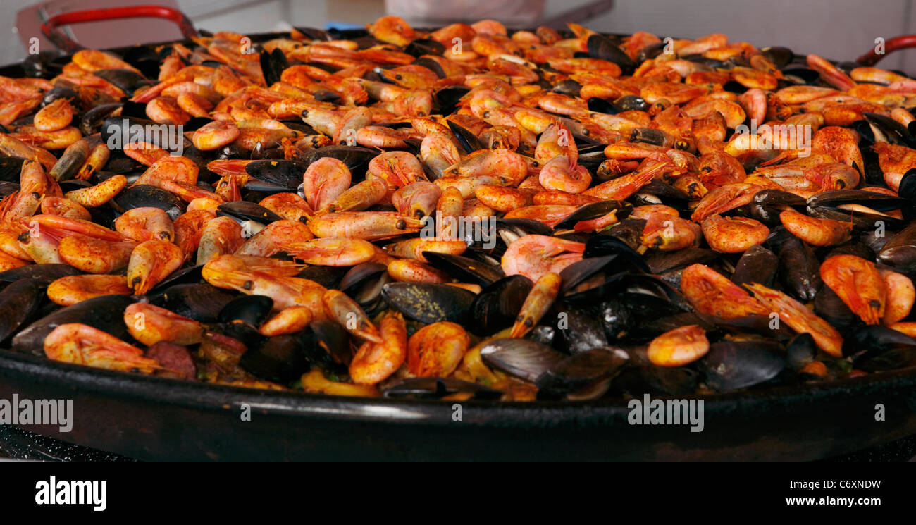 paella spanish dish with rice and seafood Stock Photo - Alamy