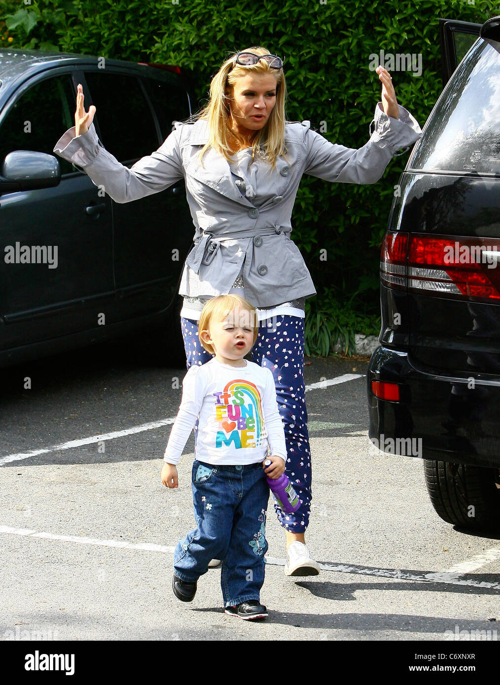 Kerry Katona with her children Max and Heidi, and accompanied by a film ...