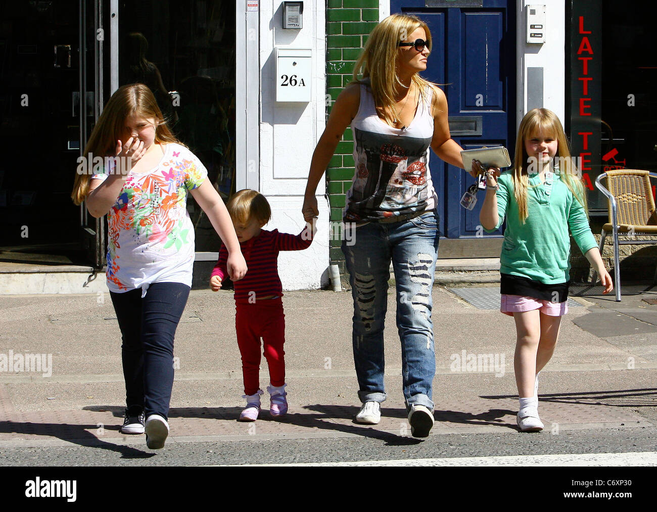Kerry Katona leaving the hairdressers with her daughters Molly, Lilly ...