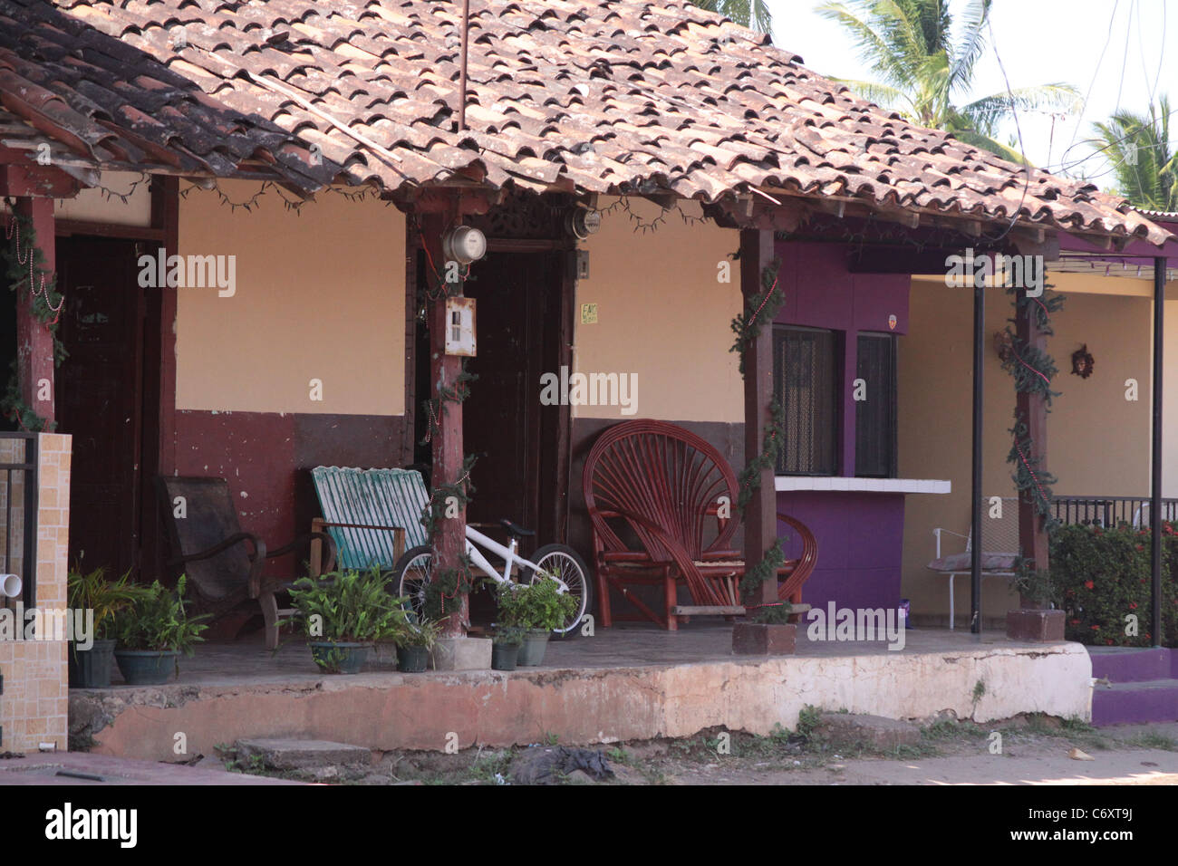 Front of a rural house in a small town in the interior of Panama Stock ...