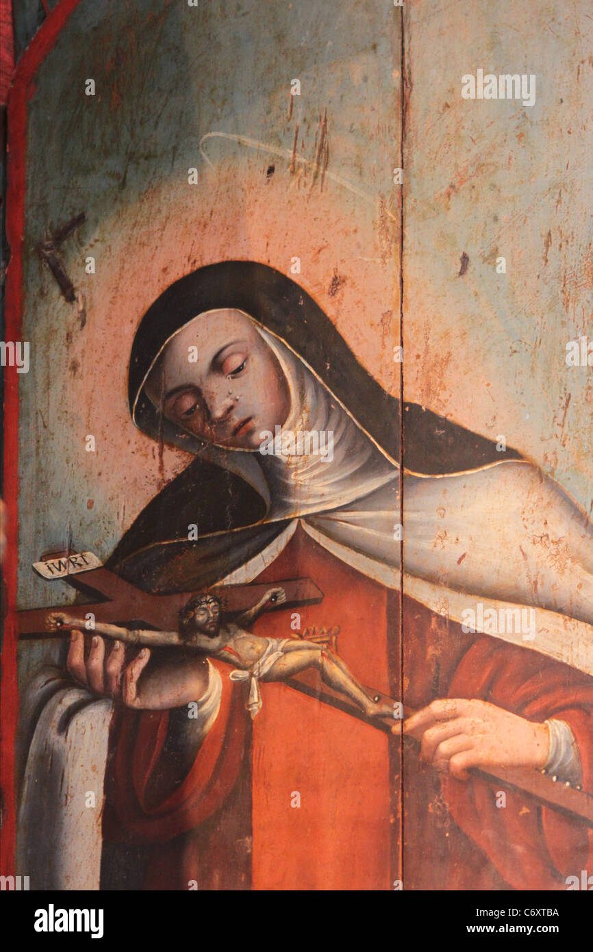 Christian image of a saint nun inside of a Panamanian Church Stock ...