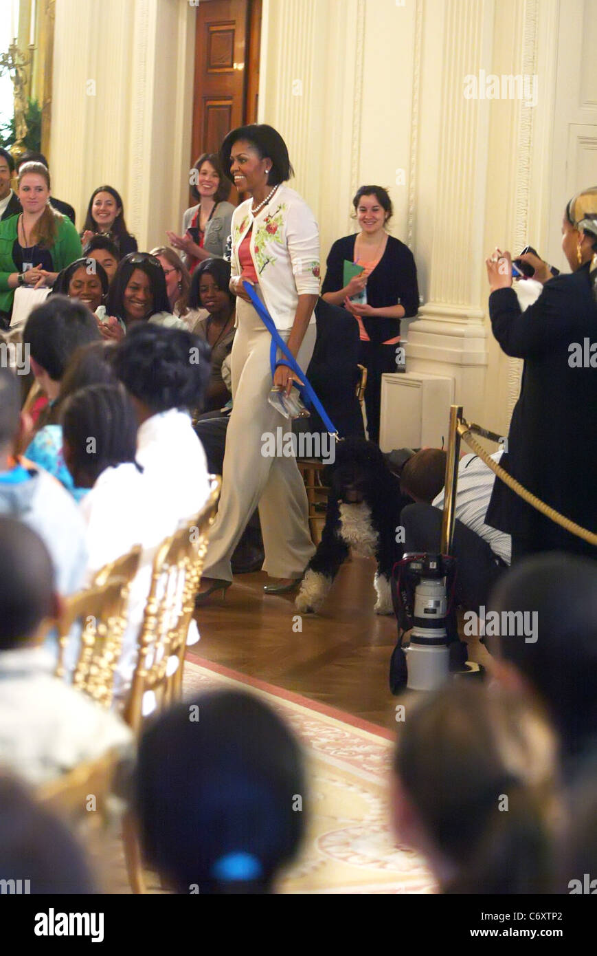 First Lady Michelle Obama welcomed a group of children to the East Room ...