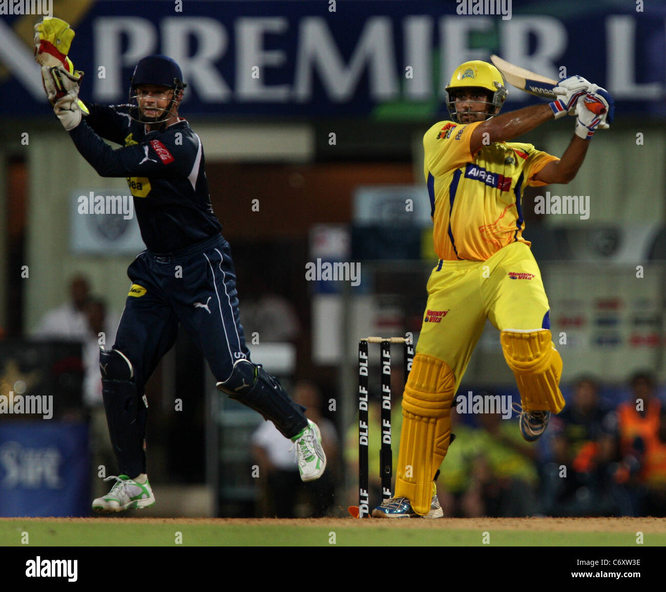 Chennai Super Kings Batsman MS Dhoni in action During The Deccan ...