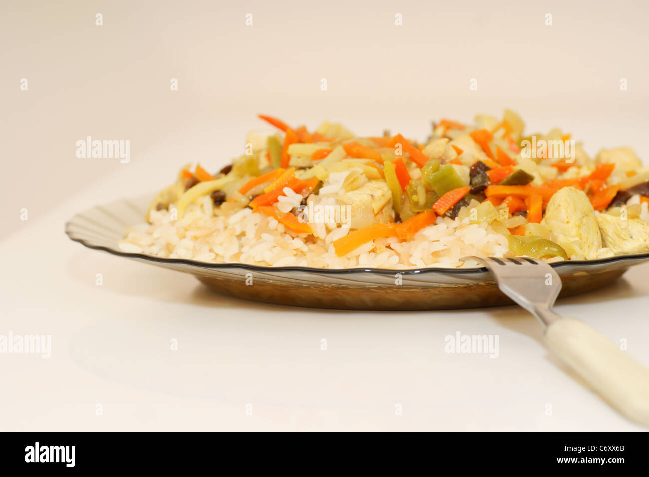 rice on plate, Chinese food, Vegetables, table Stock Photo - Alamy