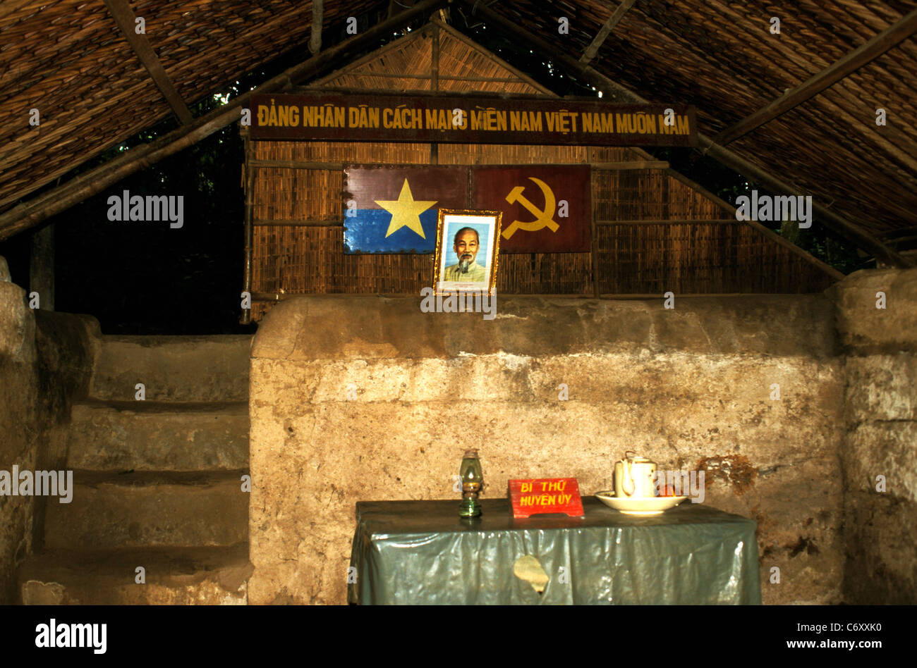 Underground Communist Party meeting room, Cu Chi, Vietnam Stock Photo ...