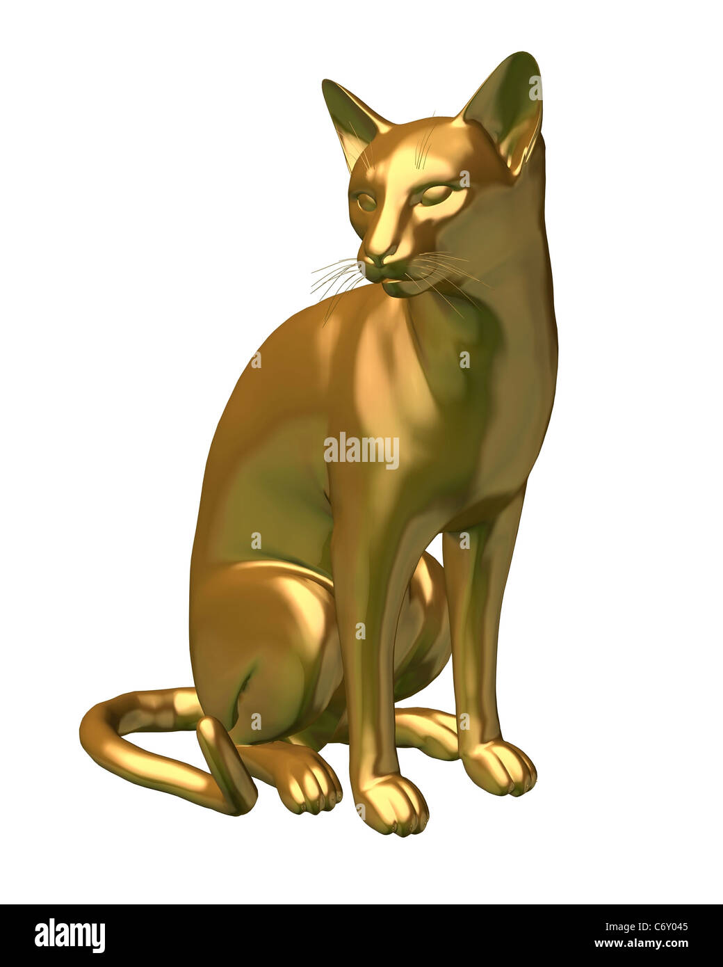 Golden Siamese Cat statue sitting Stock Photo - Alamy