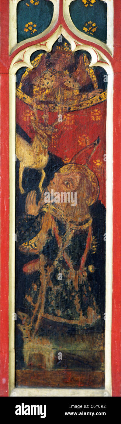 Litcham, Norfolk, rood screen. St. Hubert. Patron Saint of Hunters ...