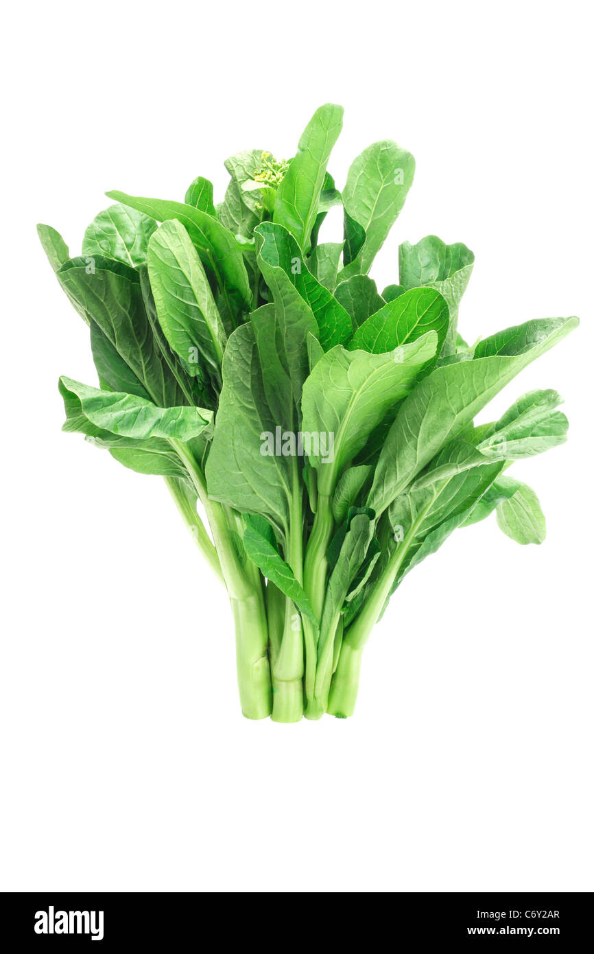 Bunch of fresh green mustard on white background (Brassica juncea Stock ...