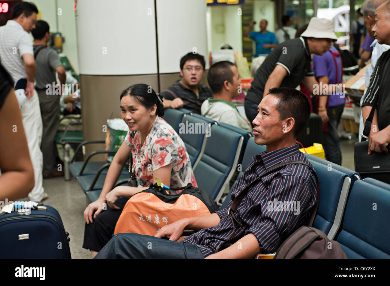 Chinese tourists at Shueitou Port waiting for their boat to return to ...