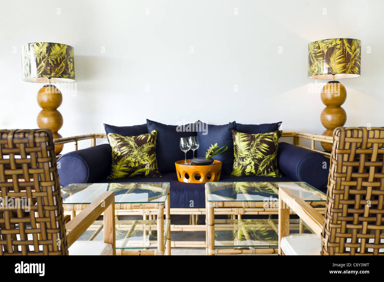 Contemporary sofa seating area beautiful interior design Stock Photo ...