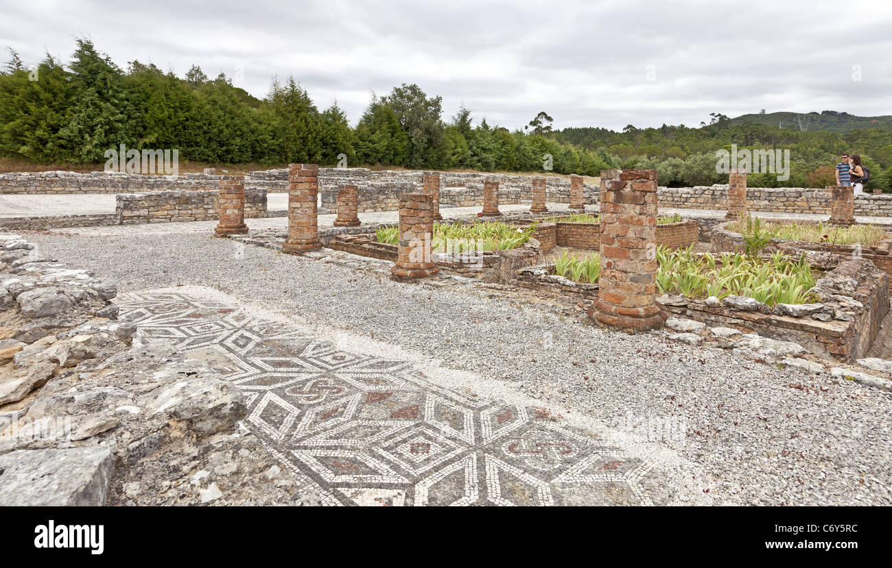 Peristyle with brick columns in the House of the Swastika Villa in ...